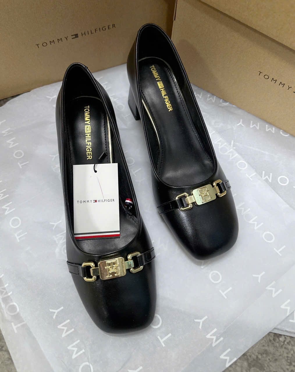 Tommy Hilfiger Metal Accent Logo Pumps